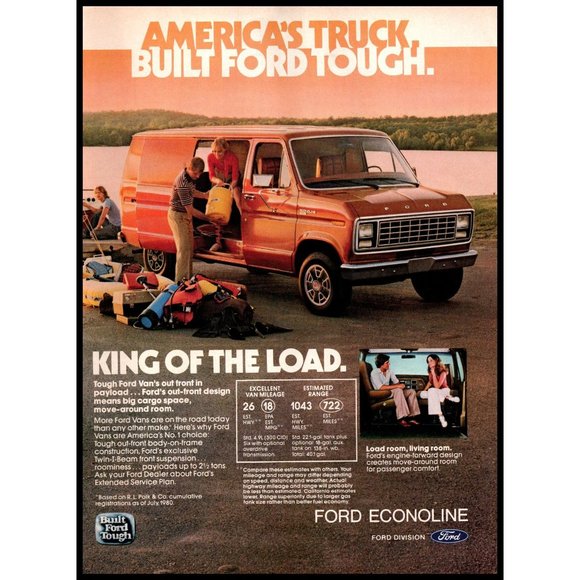 Ford | Art | 982 Ford Econoline Van Vintage Print Ad Boat Ramp Scuba ...